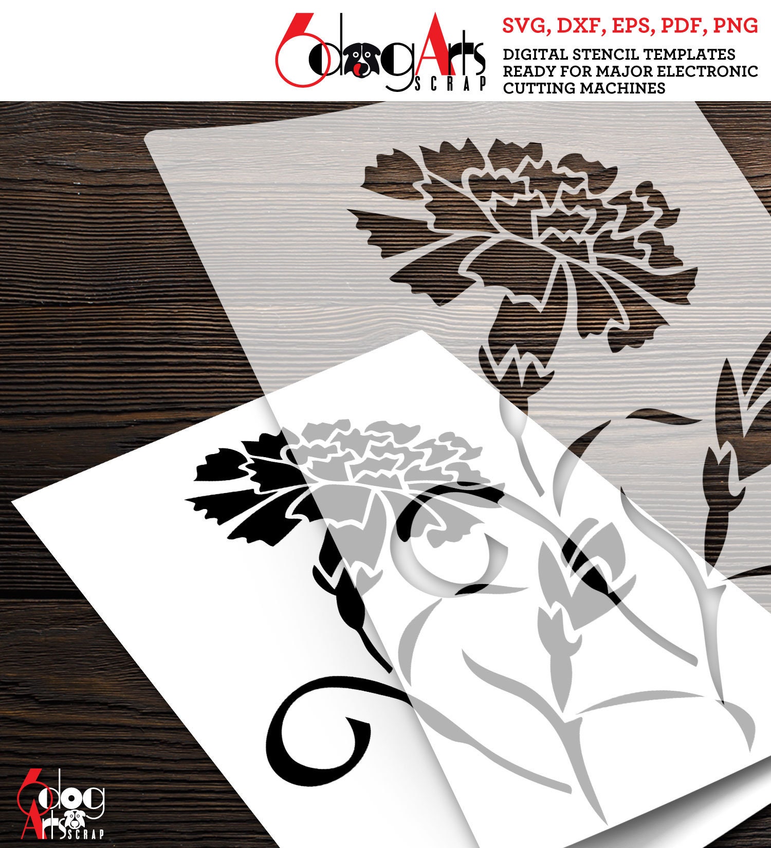 12 Digital Stencil Templates SVG DXF Files for Laser Cricut Cutting ...