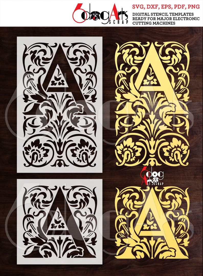 2 Monogram Alphabet Letter A Stencil and Decal Diy Templates | Etsy