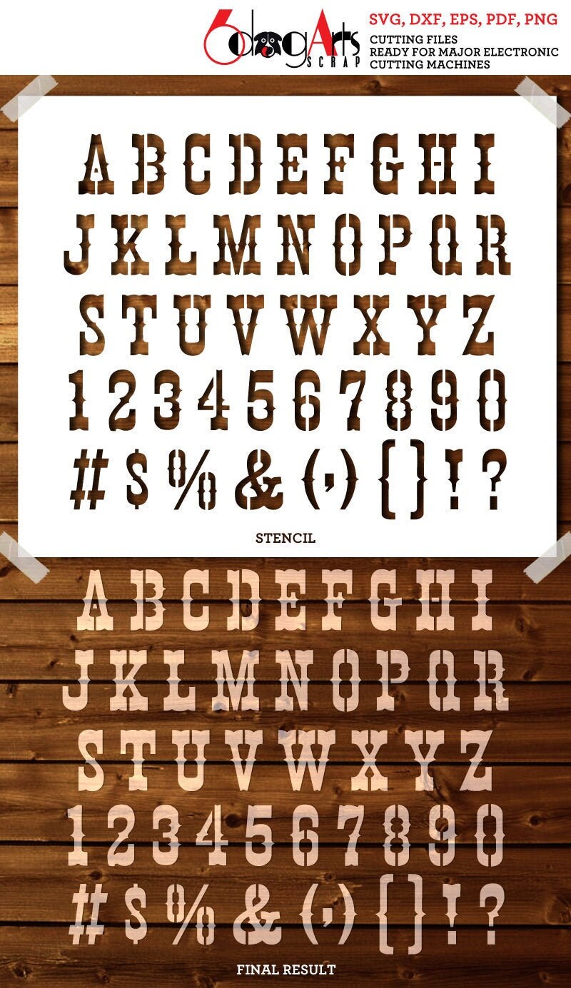 Western Alphabet Letters Digital Stencil Template SVG DXF diy | Etsy