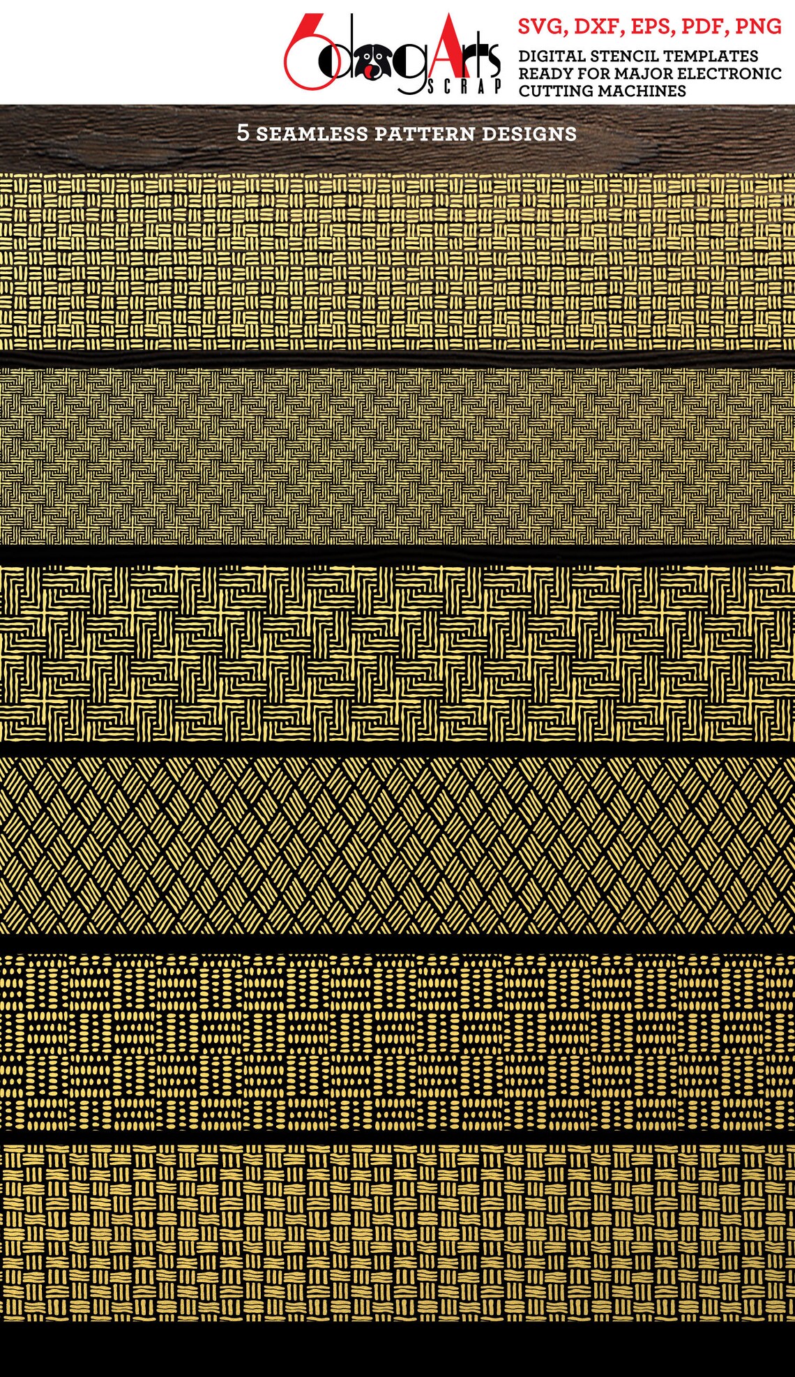 6 Braiding Seamless Pattern Cake Fabric Stencil Digital Templates SVG ...