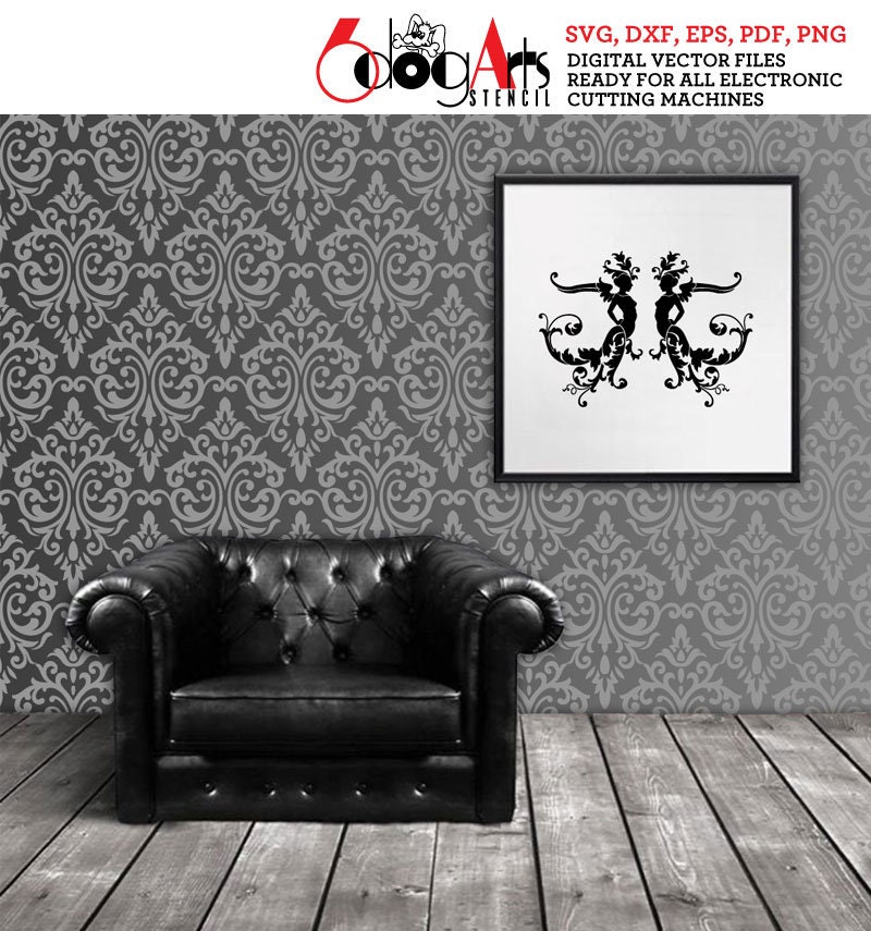 Baroque Design Stencil & Decal Digital Templates SVG DXF Files Vinyl ...