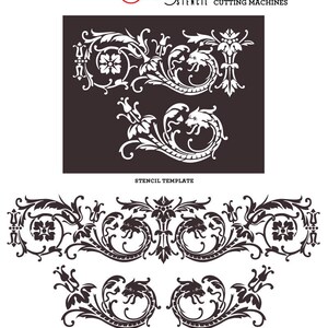 2 Baroque Stencil & 2 Decal Digital Templates SVG DXF Files Vinyl Mylar ...