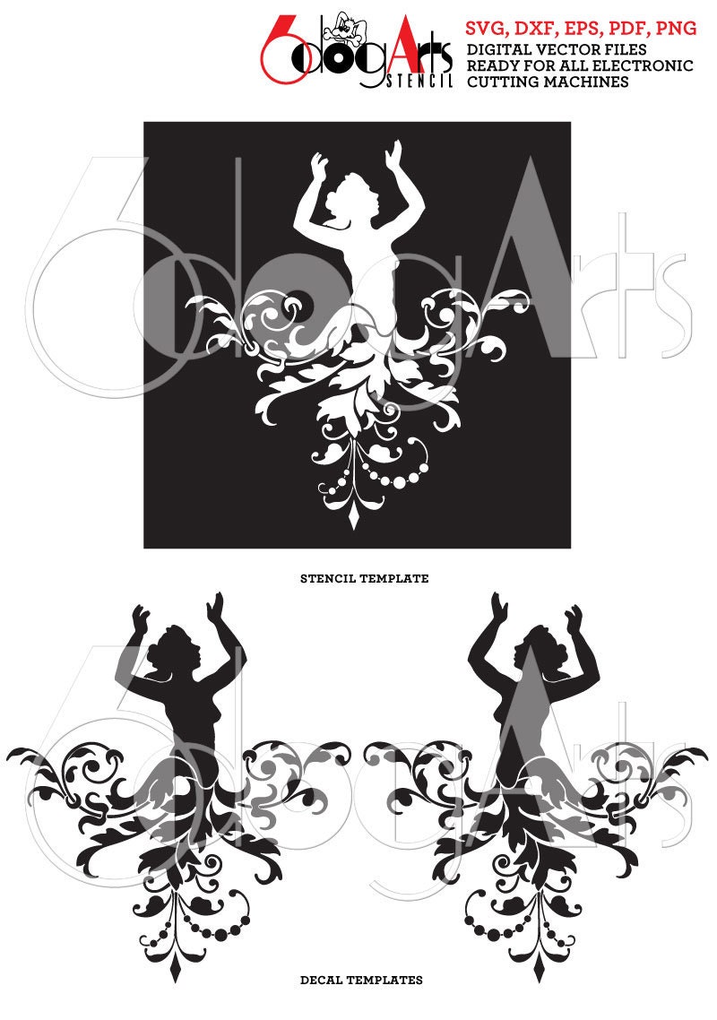 Baroque Design Stencil & Decal Digital Templates SVG DXF Files Vinyl ...