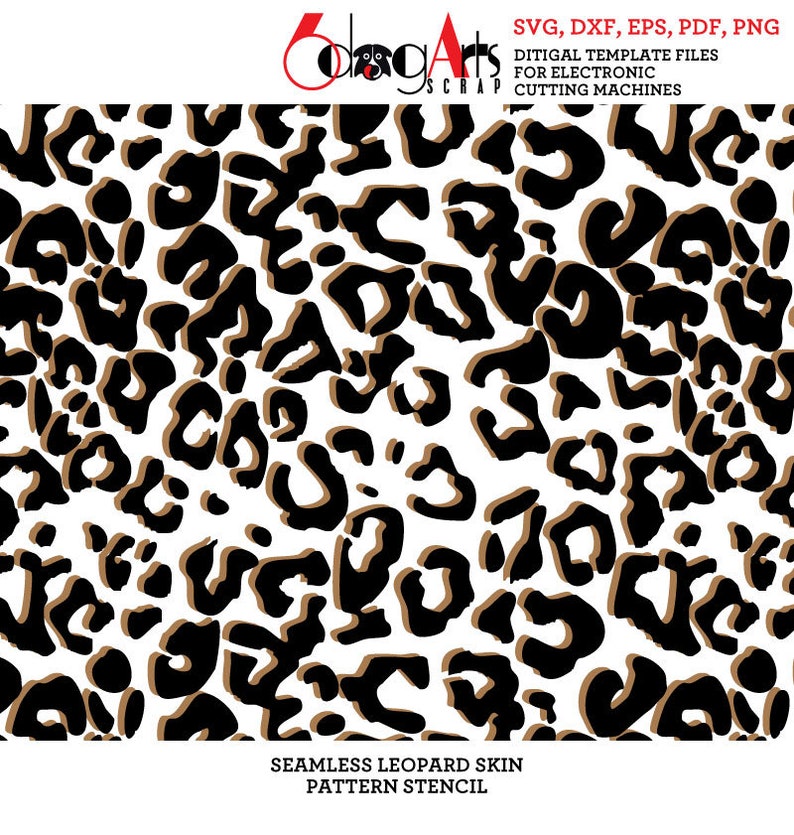 Seamless Leopard Print Digital Pattern Stencil Vector Cut Files SVG DXF ...