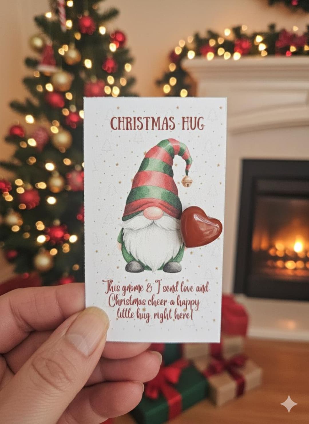 Christmas Gnome Pocket Hug With Red Jasper Heart, "a Happy Little Hug ...