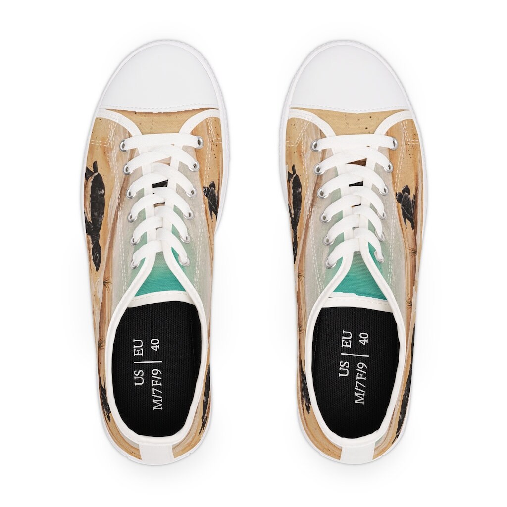 Out to Sea Women's Low Top Sneakers Sea Turtle Art Fun Art Shoes Save ...