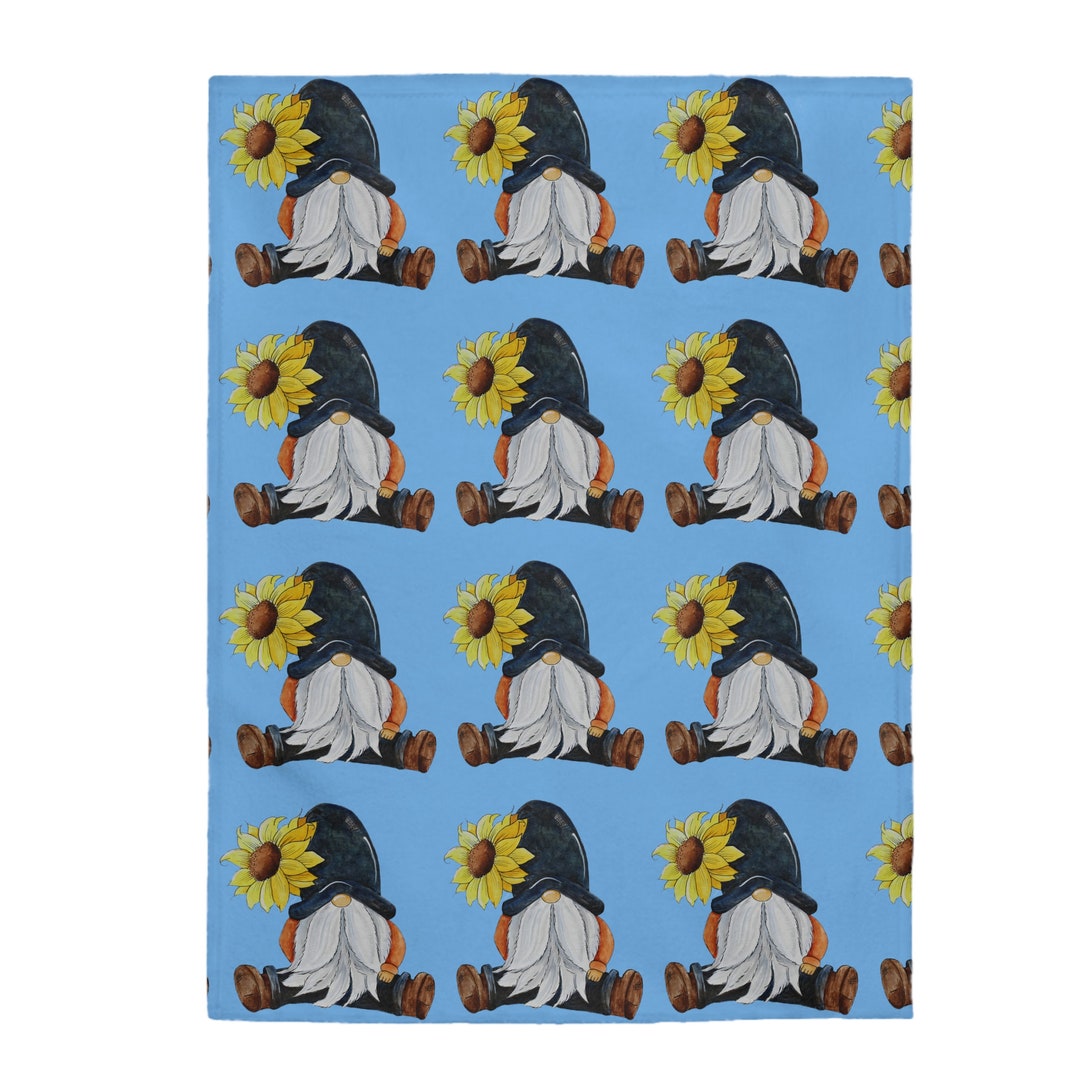 Sunflower Gnome Velveteen Plush Blanket 3 Sizes Napping With Gnomes ...