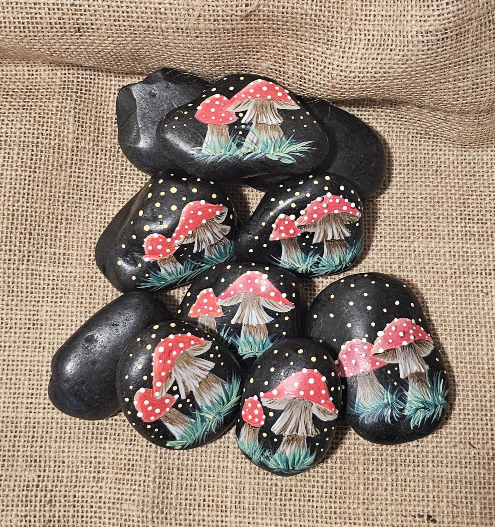 Magical Mushroom Serenity Rocks: Handpainted Art, Unique Painted Rocks ...