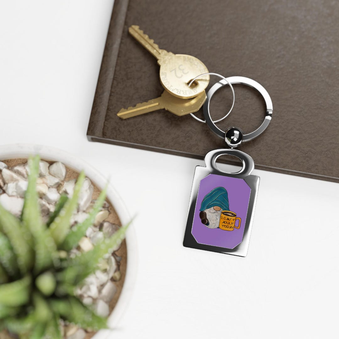 Rectangle Photo Keyring, Cute Gnome Keychain, Personalized Key Ring ...