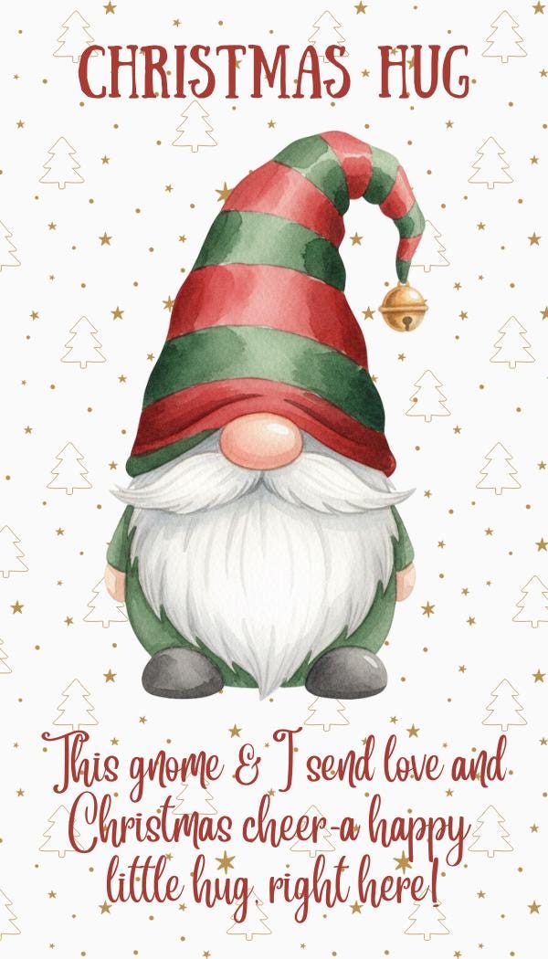 Christmas Gnome Pocket Hug With Red Jasper Heart, "a Happy Little Hug ...