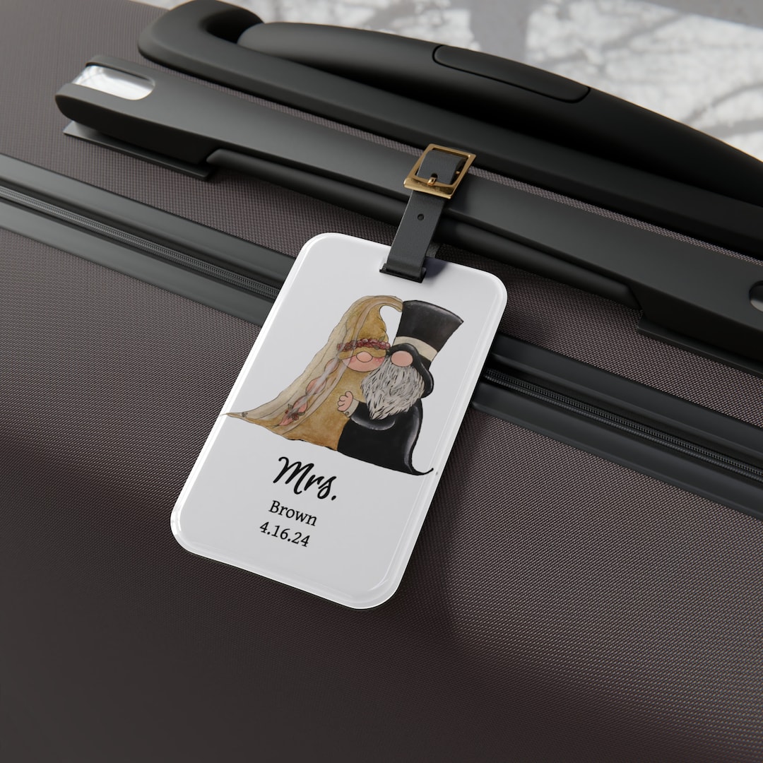 Personalized Mr & Mrs Luggage Tag Custom Luggage Tag Wedding Gnomes ...