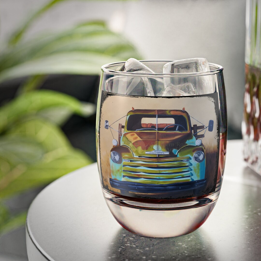 Vintage Stakeside Truck Whiskey Glass Vintage Truck Glass Old Truck Art ...
