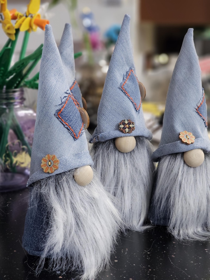 Denim Dan the Adventure Gnome – Handcrafted 8.5" Upcycled Denim Plush ...