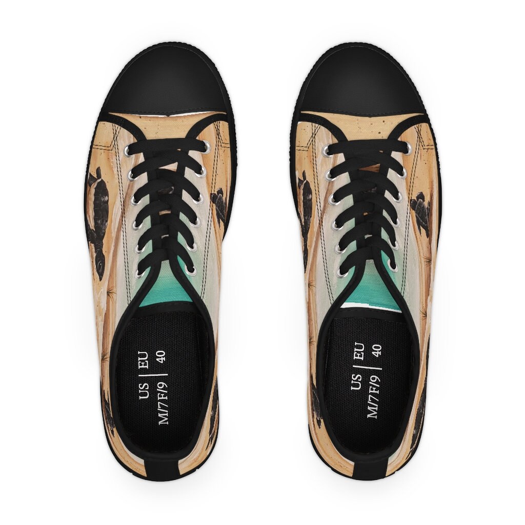 Out to Sea Women's Low Top Sneakers Sea Turtle Art Fun Art Shoes Save ...