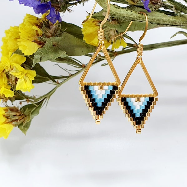 Beaded Triangle Earrings - Etsy