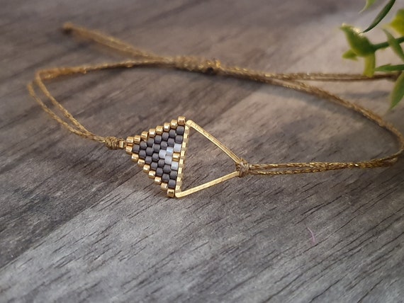 Triangle Friendship Bracelet/gold Brass Triangle Handwoven | Etsy