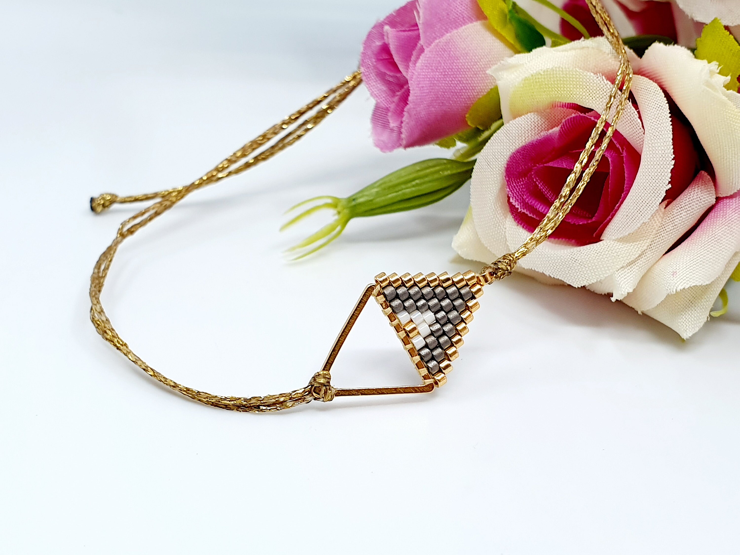 Triangle Friendship Bracelet/gold Brass Triangle Handwoven | Etsy