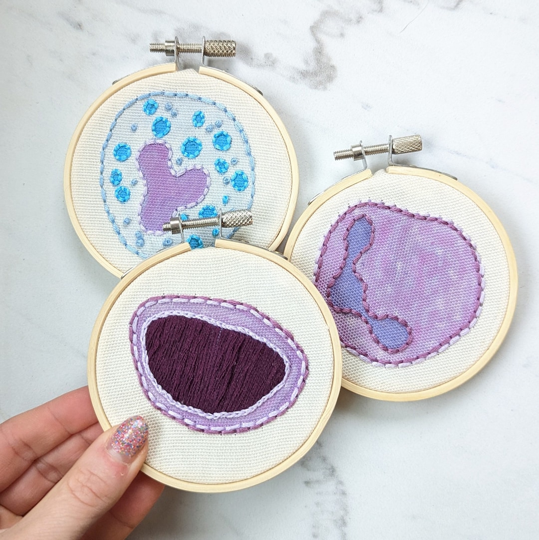 White Blood Cell Embroidery Hoop Set. Great Gift for a Med Student ...