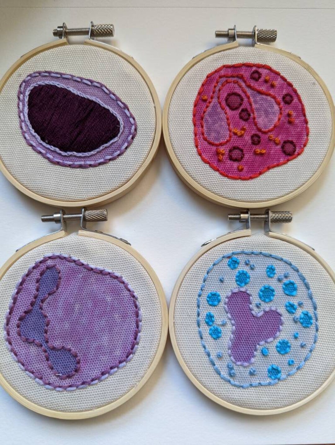 White Blood Cell Embroidery Hoop Set. Great Gift for a Med - Etsy