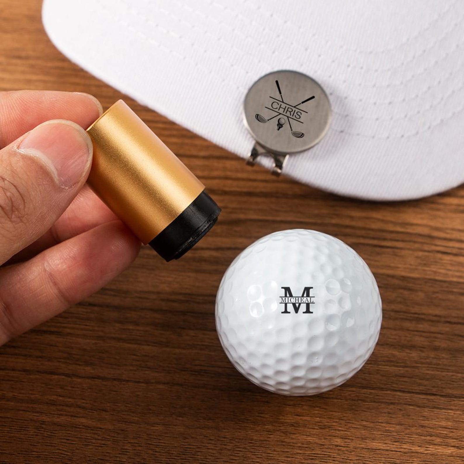 Custom Design Golf Ball Stamp, Real Wood Body, Custom Ball Marker ...