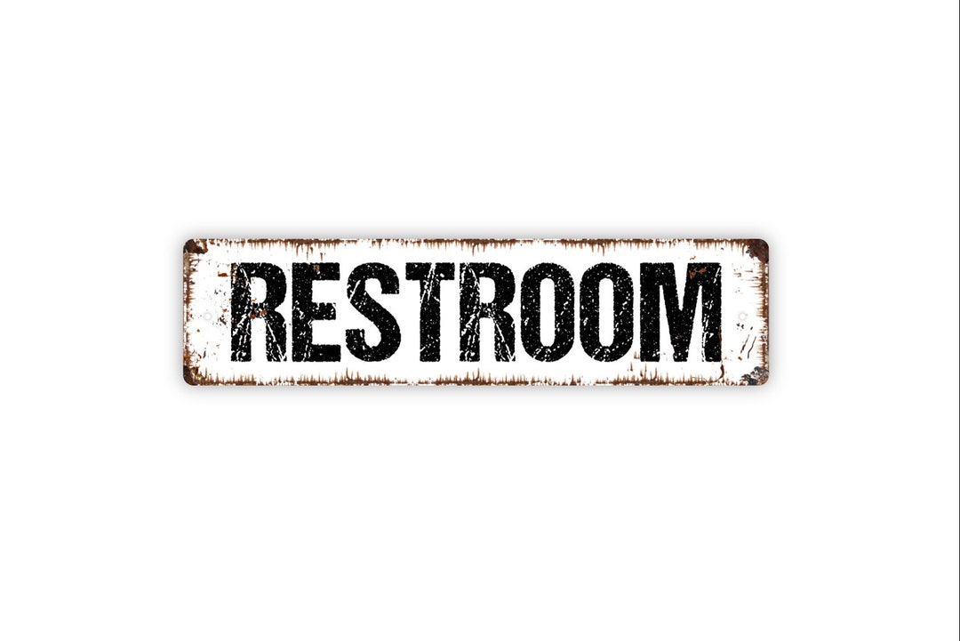 Restroom Sign, Metal Sign, Men Women Distressed Bathroom Rustic Custom ...