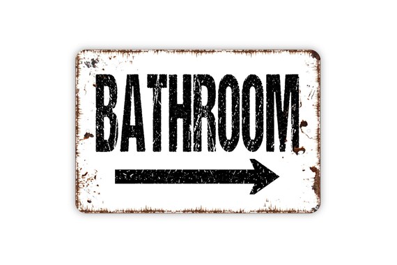 Bathroom Sign With Right or Left Arrow Metal Sign Farmhouse - Etsy