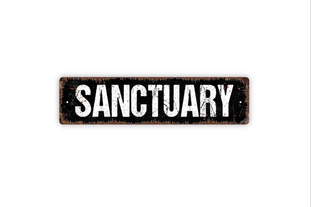 Sanctuary Sign - Rustic Metal Street Sign or Door Name Plate Plaque - Etsy