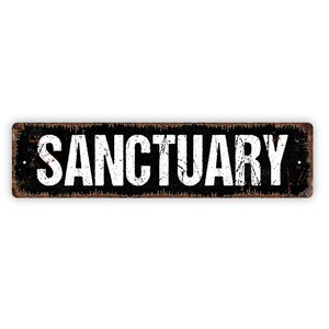 Sanctuary Sign - Rustic Metal Street Sign or Door Name Plate Plaque - Etsy