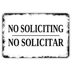 No Soliciting Sign - No Solicitar - Front Door Business Office Home No ...