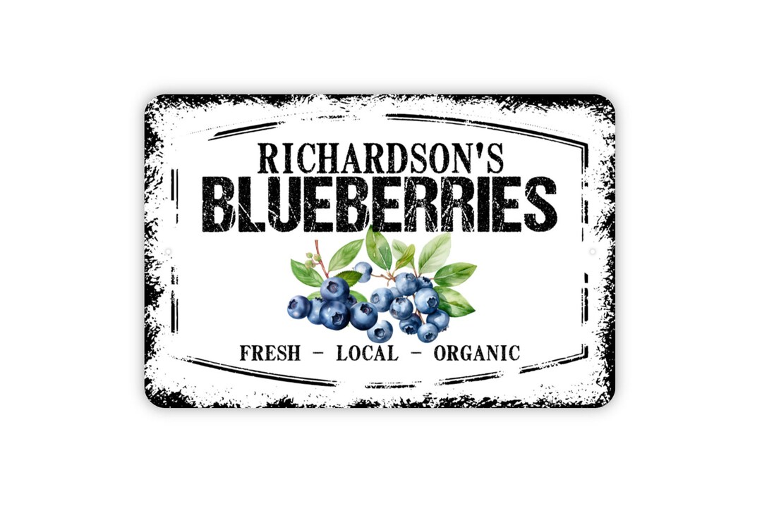 Personalized Blueberries Sign - Custom Your Name Blueberry Farm Garden ...