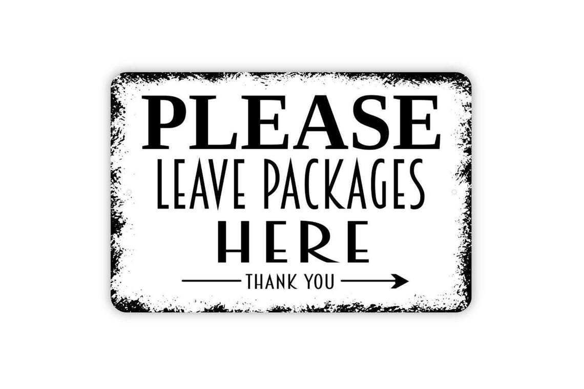 Please Leave Packages Here Sign With Arrow | Delivery Driver Sign ...