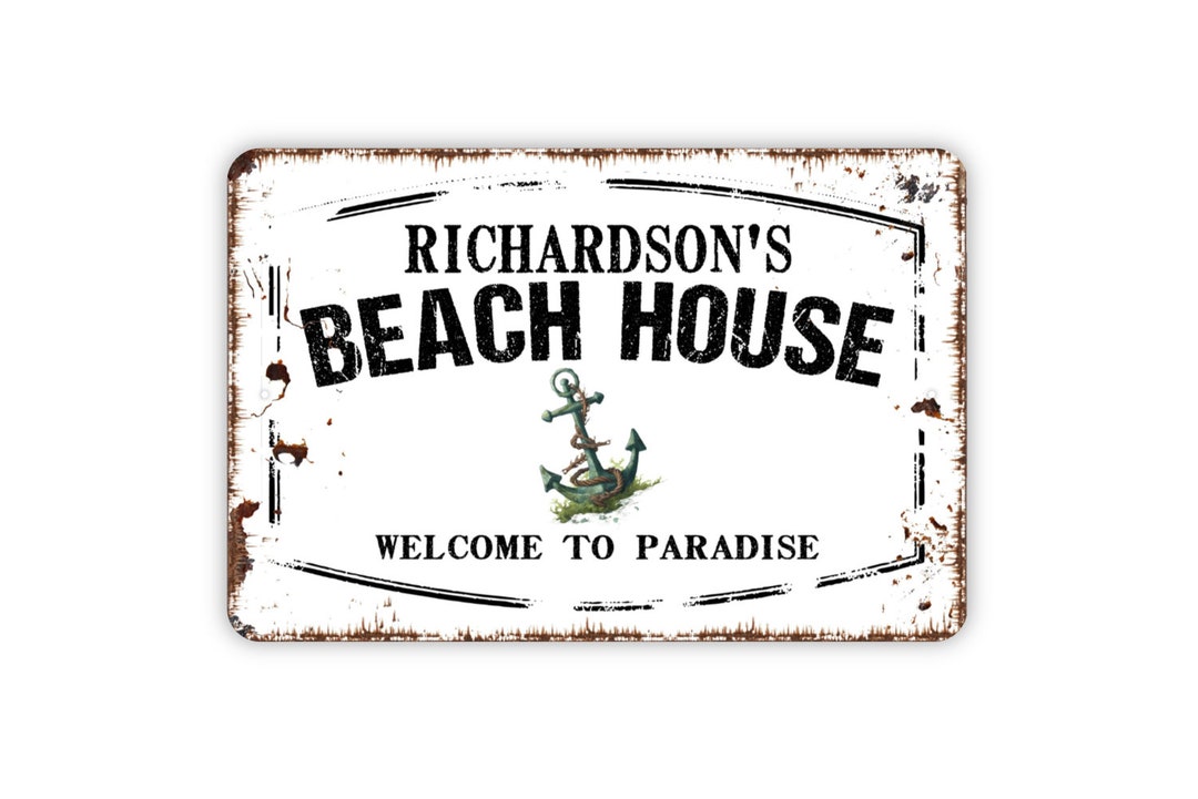 Personalized Beach House Sign - Custom Cottage Metal Wall Art Indoor or ...