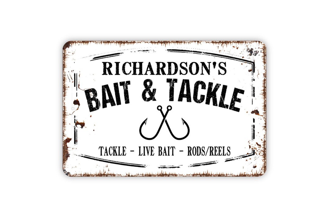 Personalized Bait and Tackle Sign - Custom Fishing Fisherman Boat Rod ...