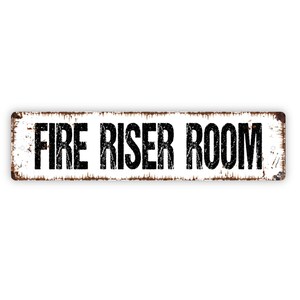 Fire Riser Room Sign - Emergency Fire Alarm Extinguisher Rustic Street ...