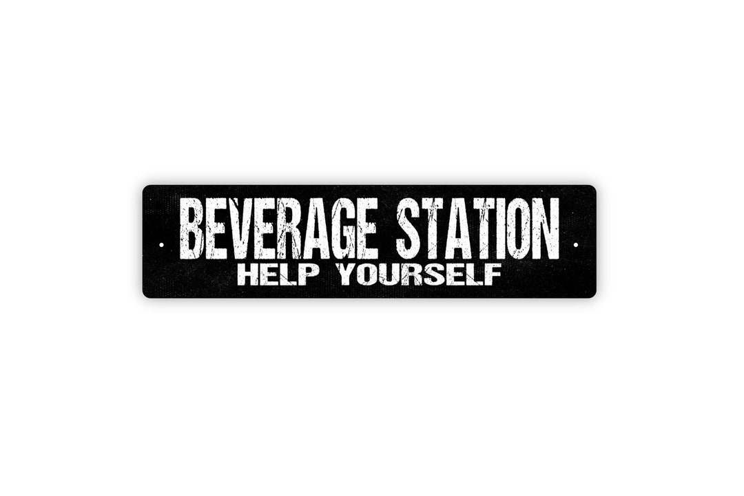 Beverage Station Help Yourself Sign - Drinks Hot Cold Soda Tea Coffee ...