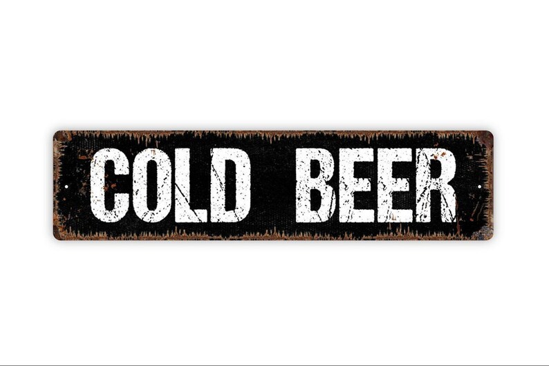 Cold Beer Sign | Metal Bar Wall Decor for Garage, Man Cave, Home Bar ...