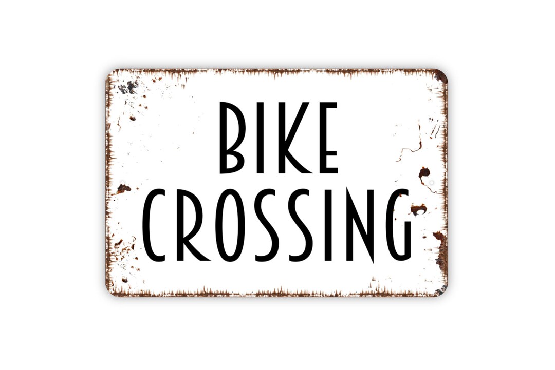 Bike Crossing Sign, Metal Sign, Farmhouse Contemporary Modern Wall ...
