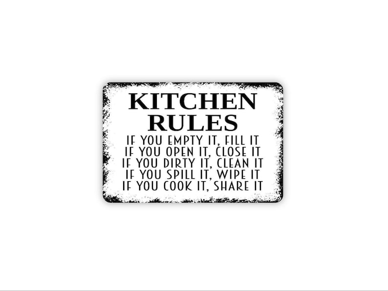 Kitchen Rules Sign - Funny Kitchen Wall Decor - Farmhouse Cooking Humor ...