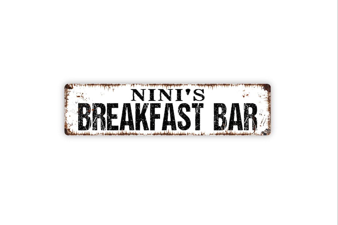 Personalized Breakfast Bar Sign Kitchen Pantry Custom Rustic Street ...
