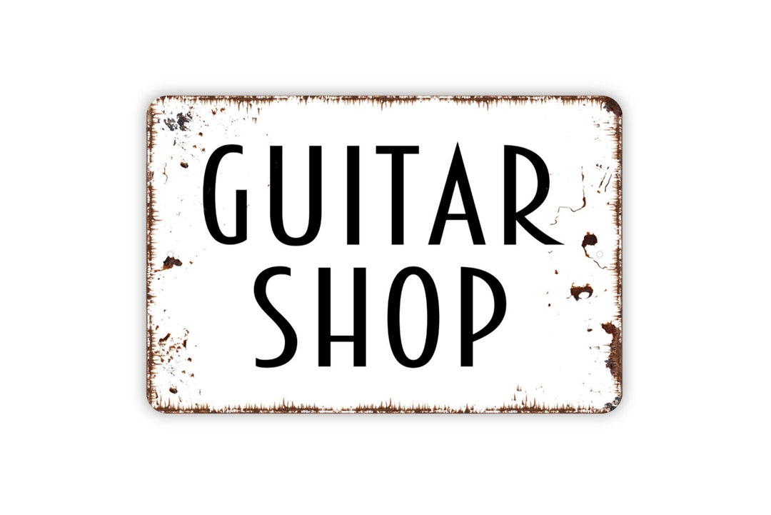 Guitar Shop Sign, Metal Sign, Farmhouse Contemporary Modern Wall Metal ...
