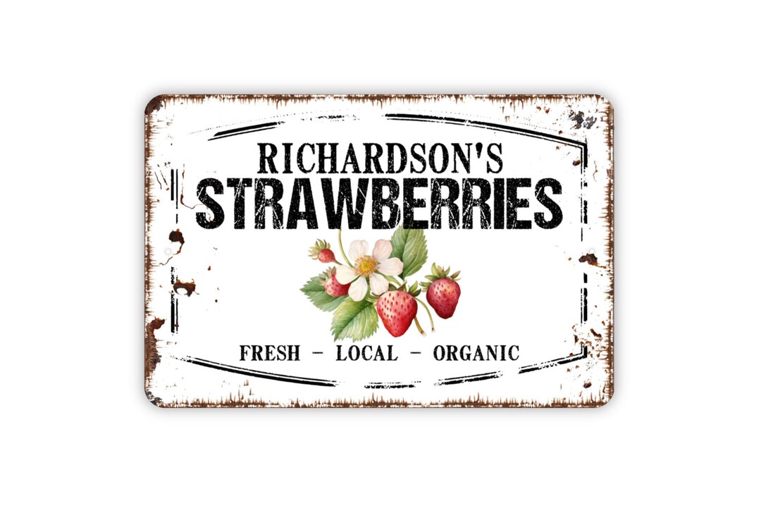 Personalized Strawberries Sign - Custom Your Name Strawberry Farm ...