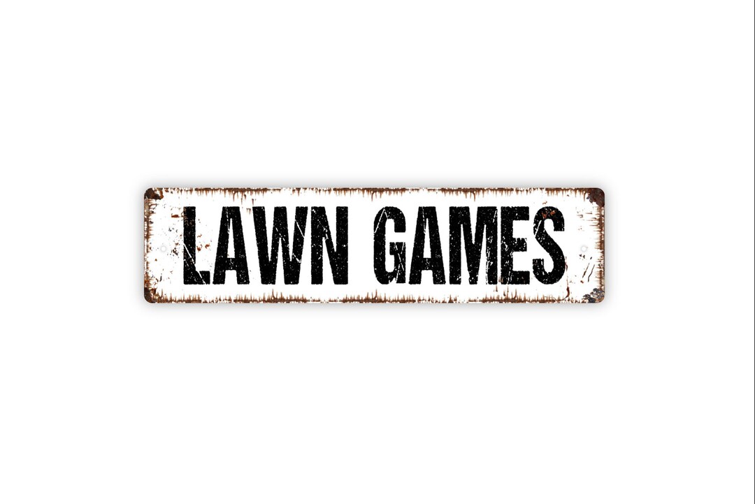 Lawn Games Sign - Rustic Street Metal Sign or Door Name Plate Plaque - Etsy