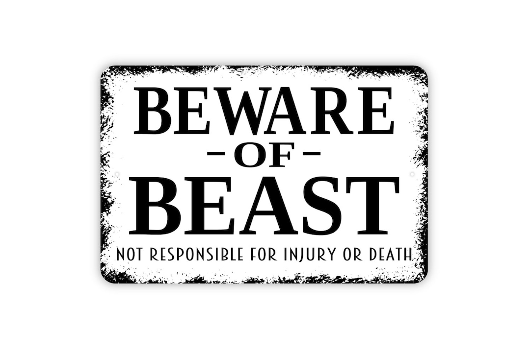 Beware of Beast Sign - Funny Dog Metal Wall Art - Indoor or Outdoor - Etsy