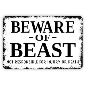 Beware of Beast Sign - Funny Dog Metal Wall Art - Indoor or Outdoor - Etsy