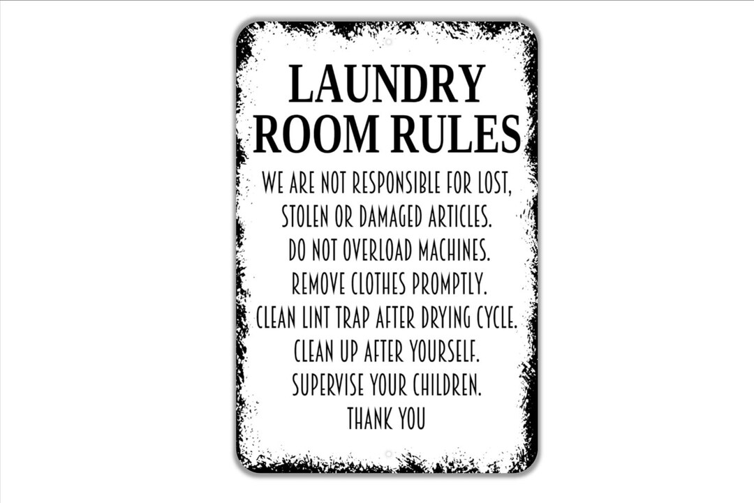 Laundry Room Rules Sign - Laundromat Metal Sign, Modern Wall Metal ...