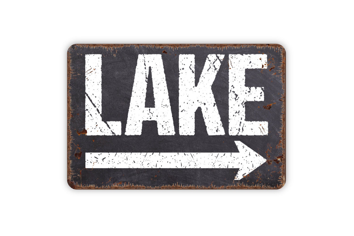 Lake Sign with Right or Left Arrow Metal Sign Farmhouse Style | Etsy