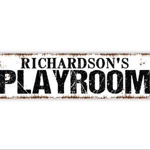 Personalized Playroom Sign, Custom Metal Sign, Rustic Street Sign or ...