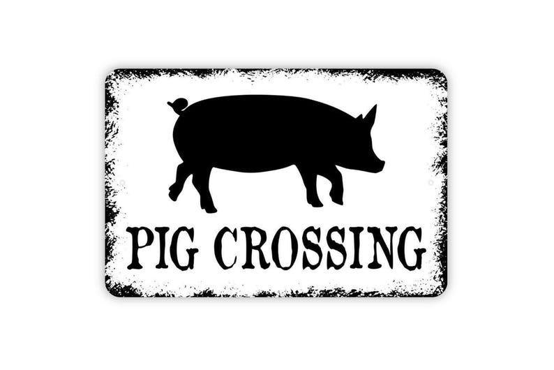 Pig Crossing Sign, Farmhouse Wall Decor, Rustic Farm Animal Wall Art ...
