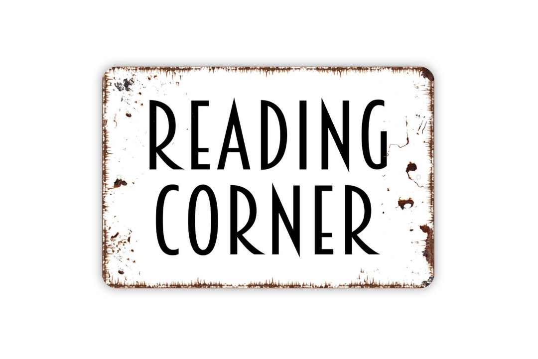 Reading Corner Sign Little Library Corner Metal Wall Art Indoor or ...
