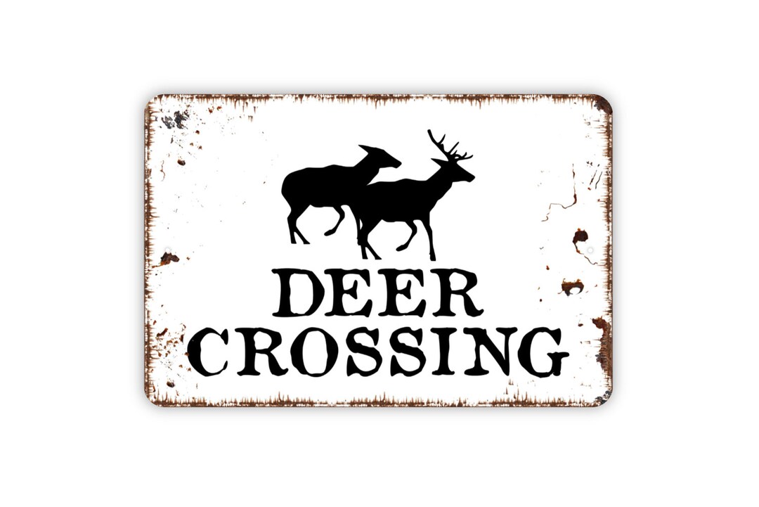 Buck Deer Crossing Sign - Farmhouse Wall Decor Modern Wall Metal Sign ...